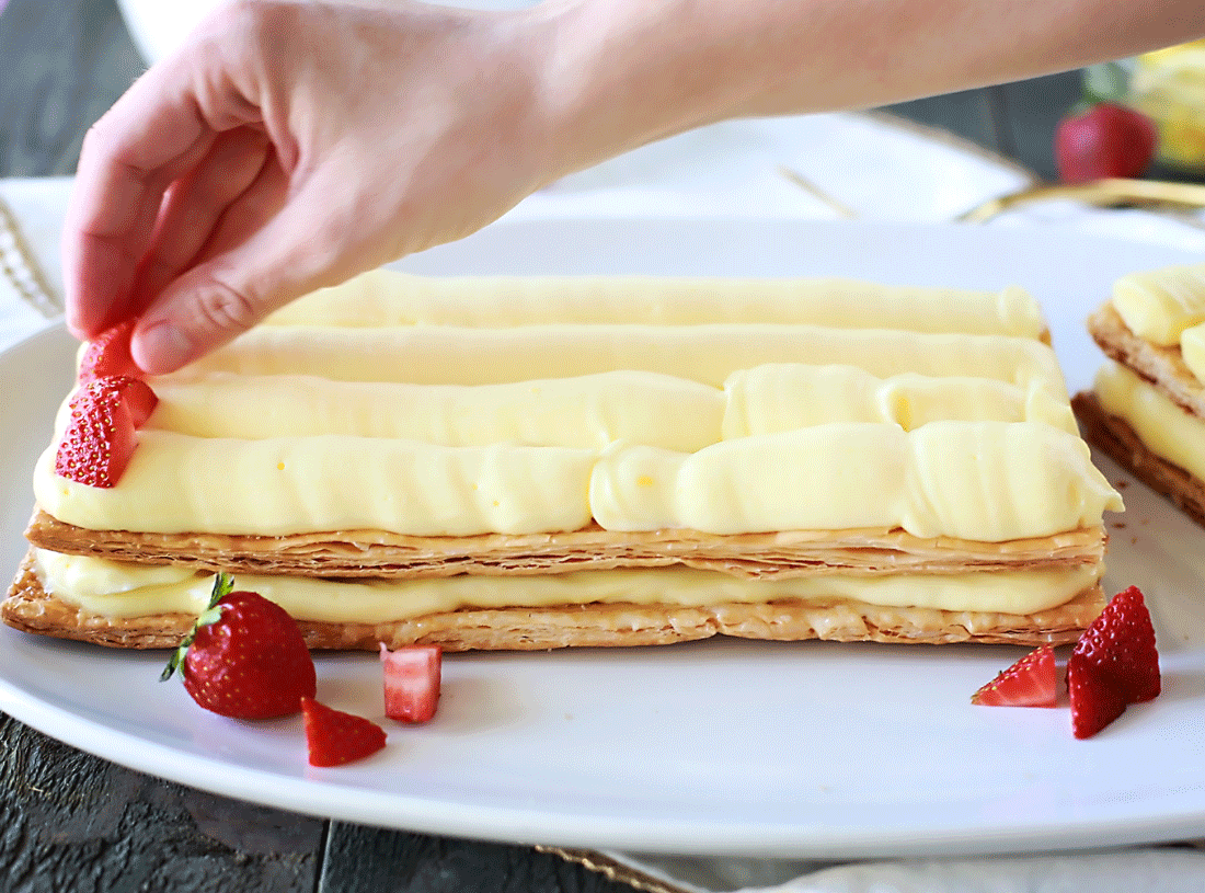 Strawberry Lemon Napoleon with Vanilla Cream | Tangled with Taste